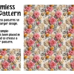 3d Roses - 3d Flower Seamless Patterns - 16 Designs - 12x12in ...