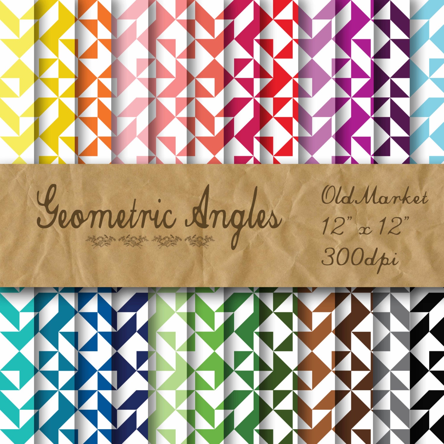 Geometric Angles Digital Paper Colorful Angles Backgrounds | Etsy