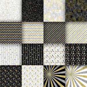 New Years Glitter Digital Paper - New Years Eve Backgrounds - Gold and ...