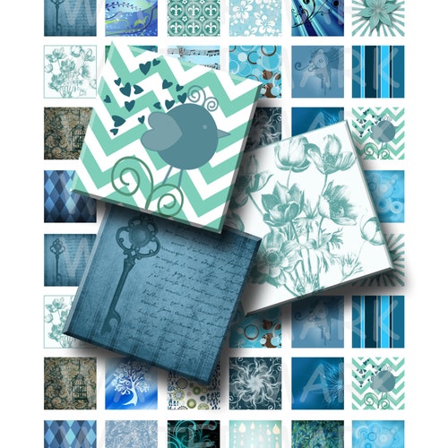 Shabby Soft Blue ATC Backgrounds Digital Collage Sheet | Etsy