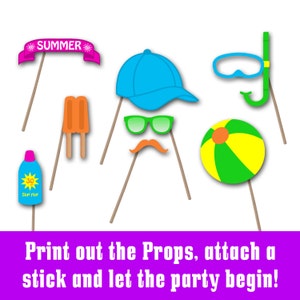 Summer Photo Booth Props and Decorations - Printable - Over 30 Images ...