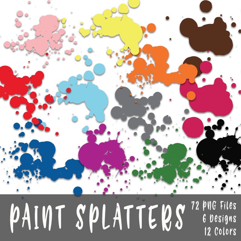 Paint Splatters Clip Art Commercial Use Clipart 72 Images - Etsy