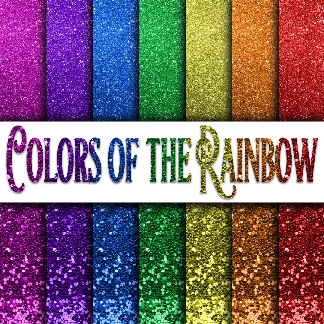 Colors of the Rainbow Glitter Digital Paper - Rainbow Backgrounds and ...