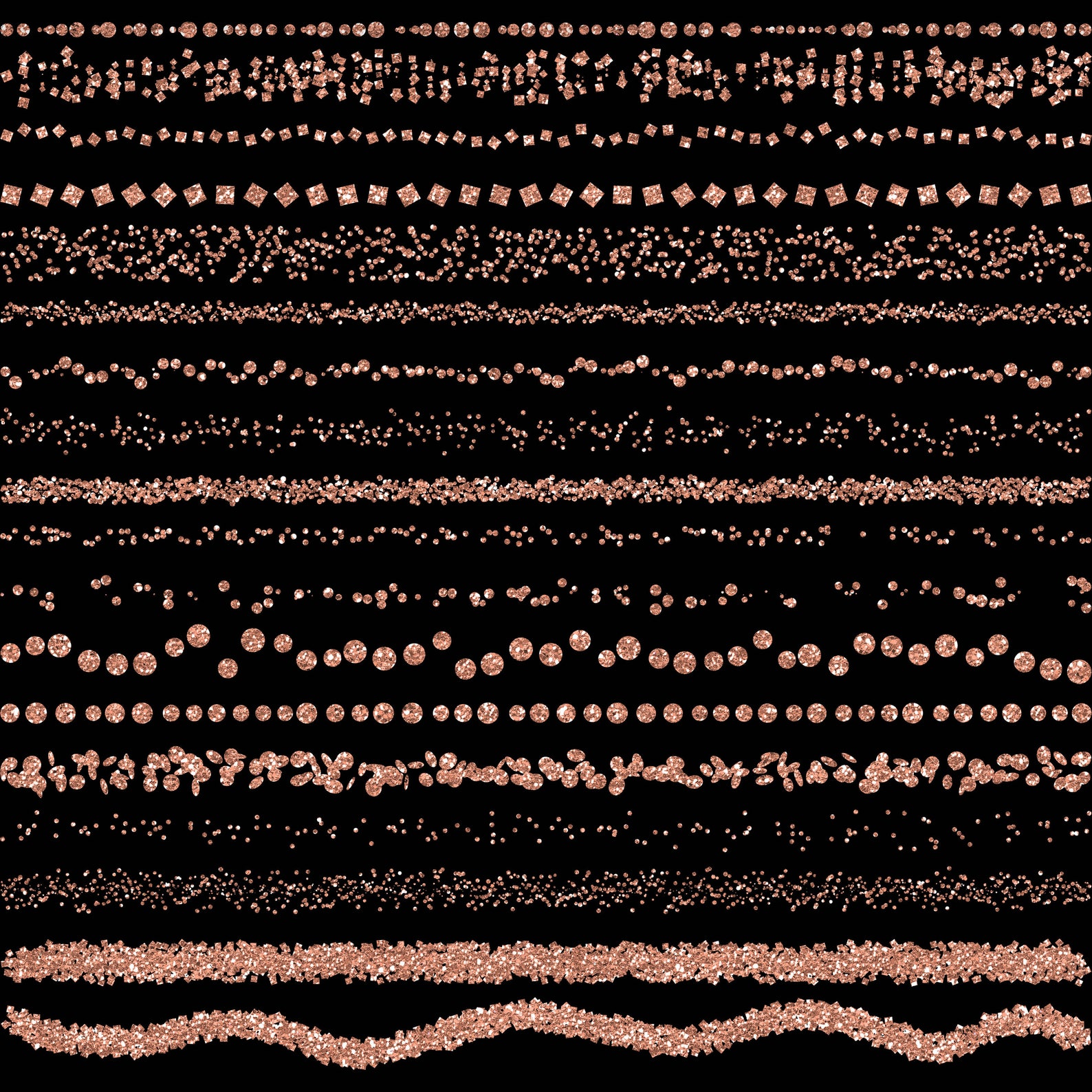 Rose Gold Glitter Confetti Borders - Glitter Confetti Clipart - 35 Rose ...