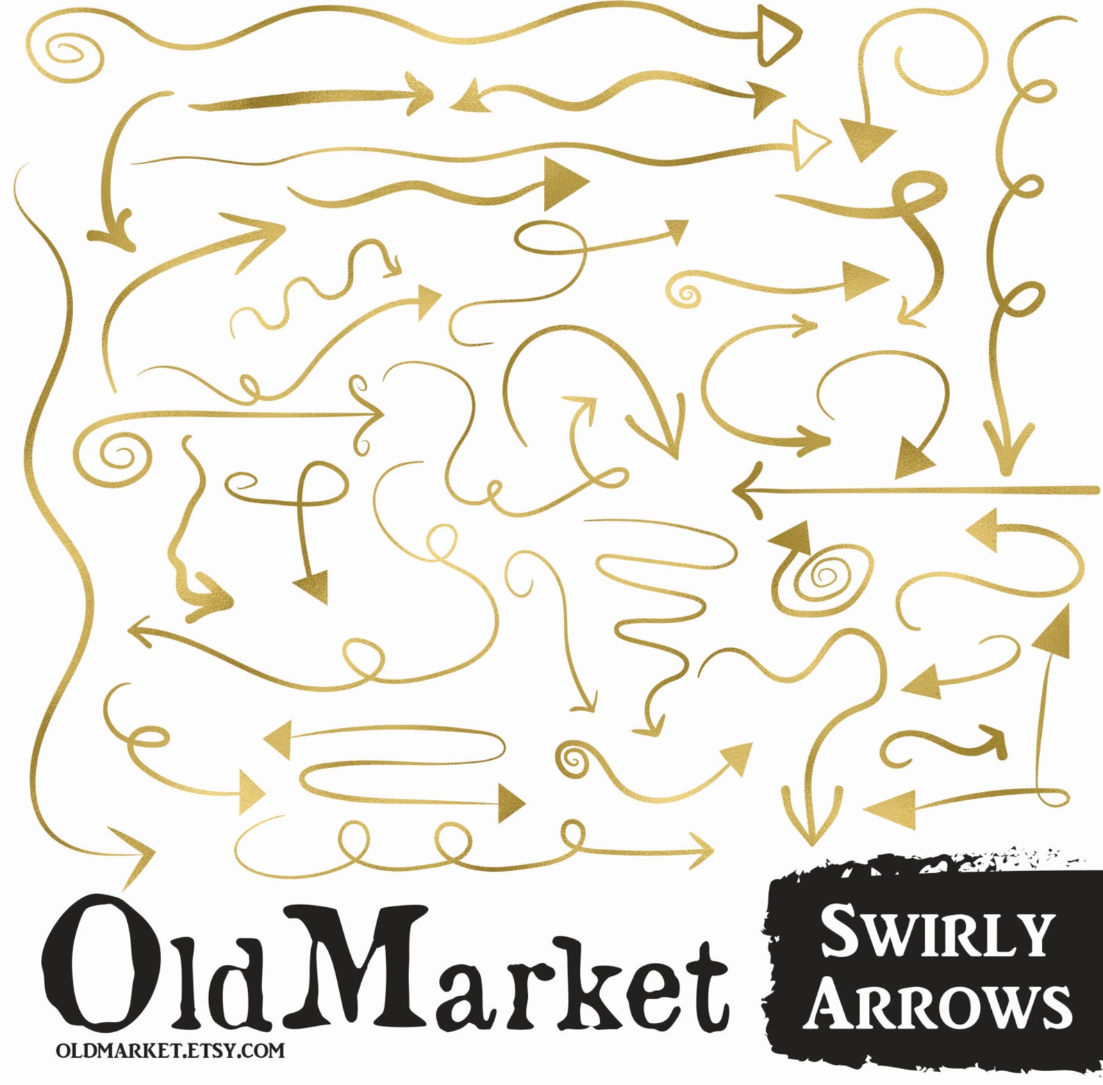 Gold Arrows Clip Art Set Swirly Gold Foil Arrows Clipart - Etsy