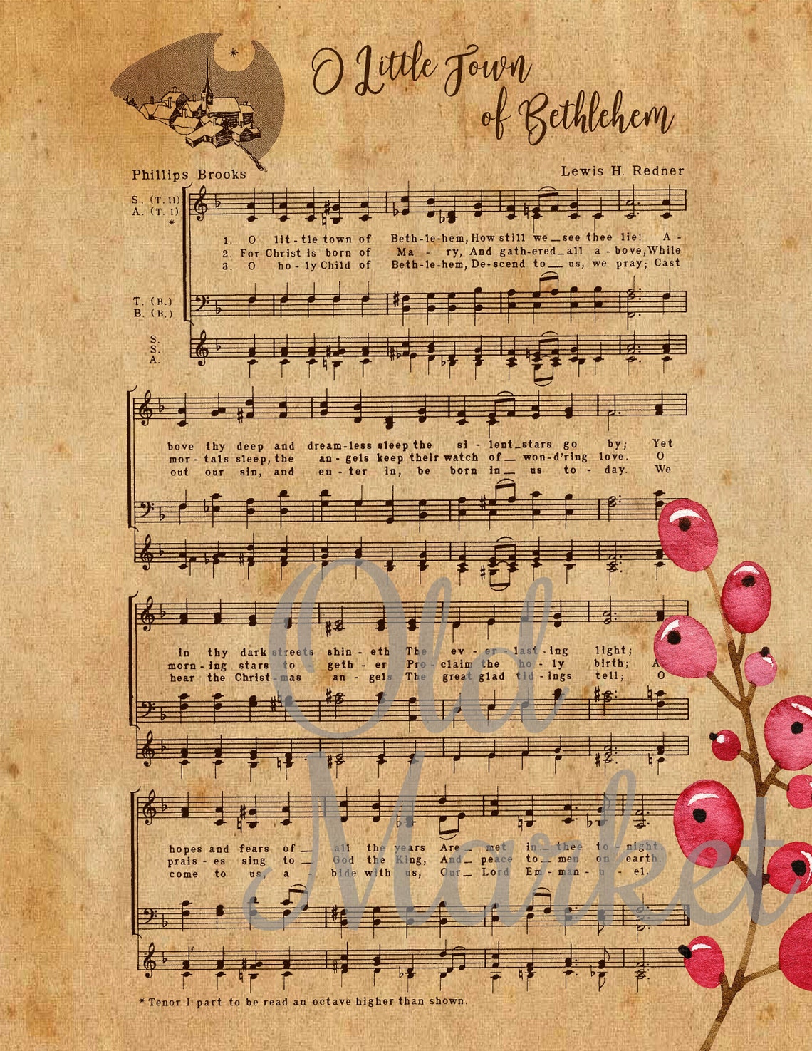 Vintage Christmas Music Digital Paper - Old Christmas Sheet Music ...