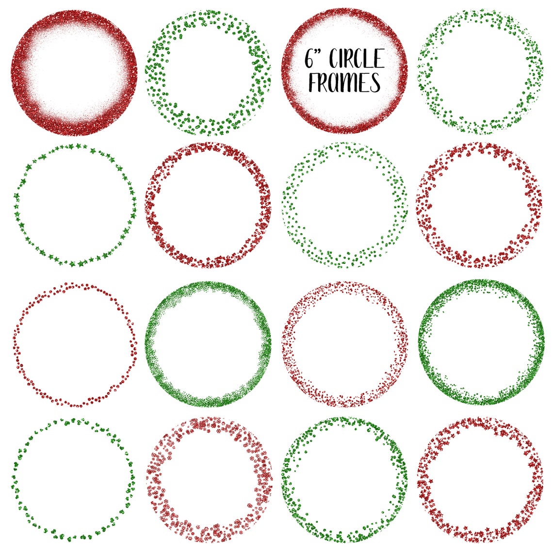 Christmas Glitter Frames and Borders PNG Overlay Clipart - Etsy