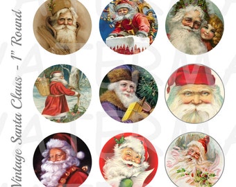 Vintage Santa Claus Digital Collage Sheet 1 Inch Round | Etsy