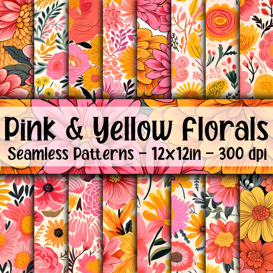 Pink and Yellow Floral SEAMLESS Patterns - Pink and Yellow Flowers ...