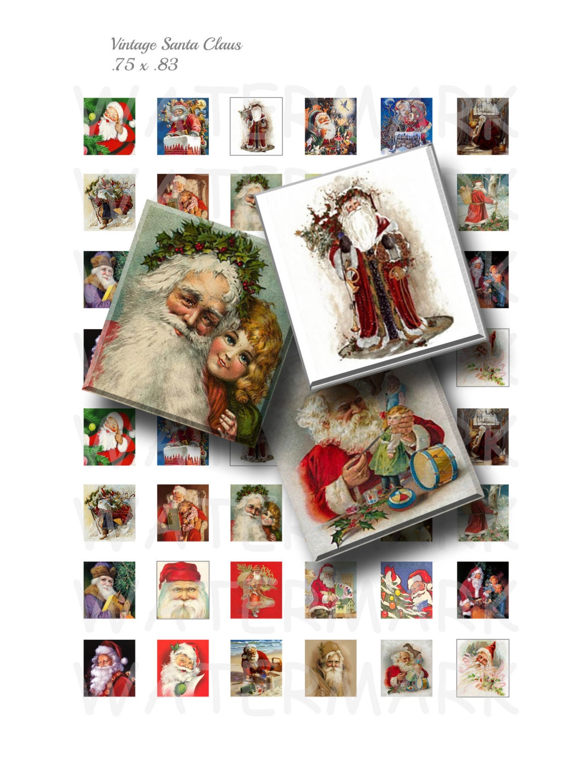 Vintage Santa Claus - Digital Collage Sheet - .75 X .83 Scrabble Size ...