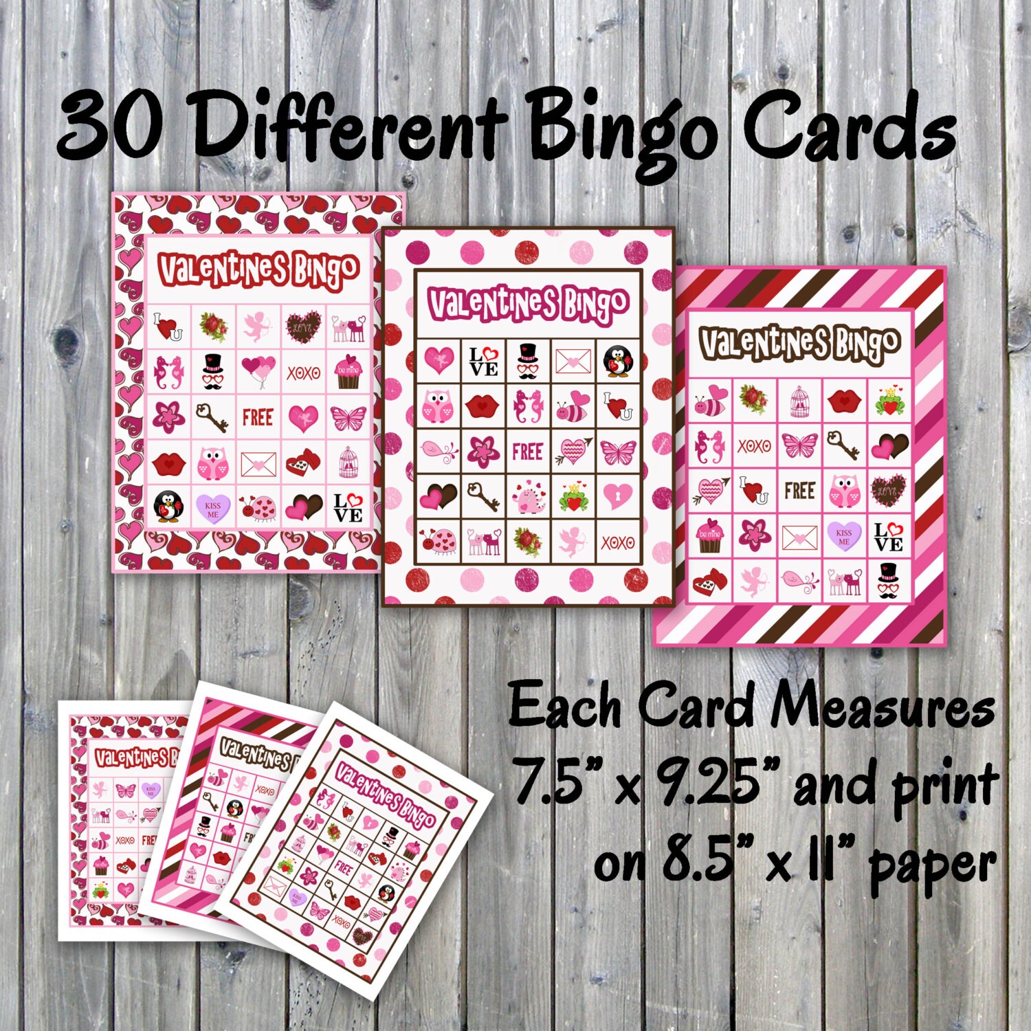 Valentines Day Bingo Printable PDF 30 Different Cards Full - Etsy