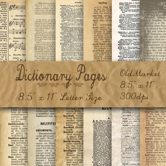 Dictionary Pages Digital Paper Old Paper Textures 12 - Etsy