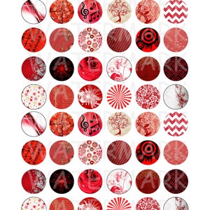 Shades of Red - Digital Collage Sheet - 1 Inch Round Circles - INSTANT ...