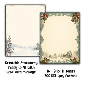 Printable Vintage Winter Scene Stationery - Christmas Letter Paper ...
