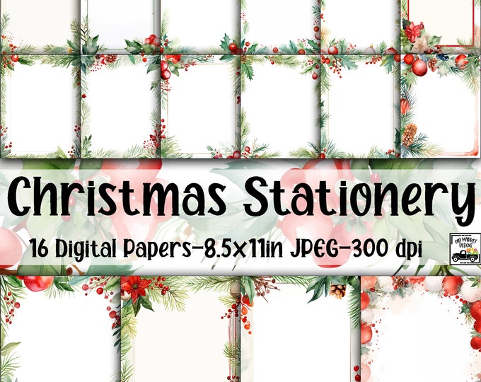 Printable Christmas Stationery Digital Download - 8.5x11 Instant ...