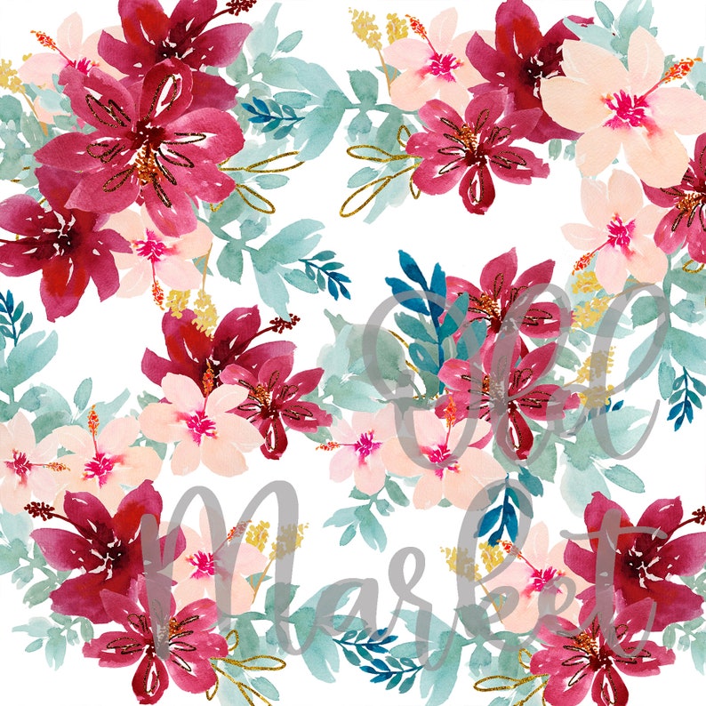 Floral Medley Digital Paper - Watercolor Flower Backgrounds - 12 ...