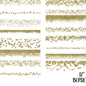 Gold Glitter Frames and Borders PNG Overlay Clipart Bundle - Includes ...
