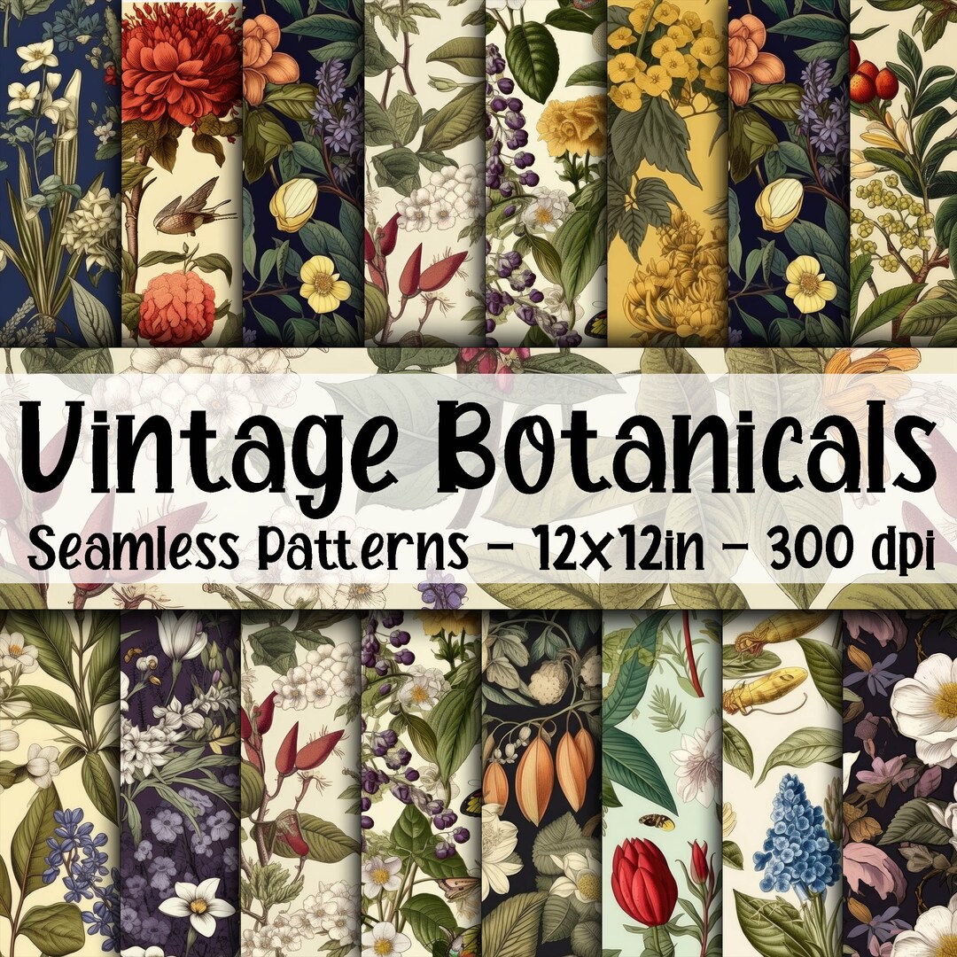 Vintage Botanicals SEAMLESS Patterns - Vintage Flowers Digital Paper ...