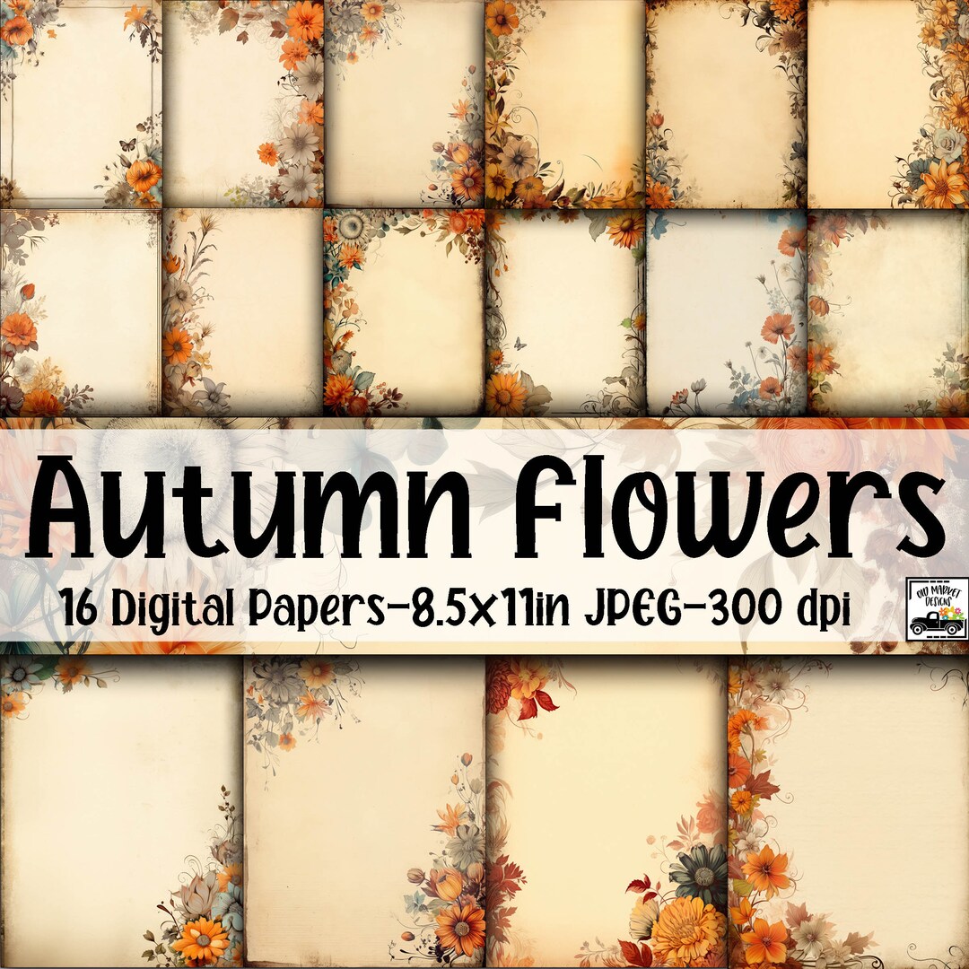 Printable Autumn Flowers Stationery - Fall Letter Paper - Letterheads ...