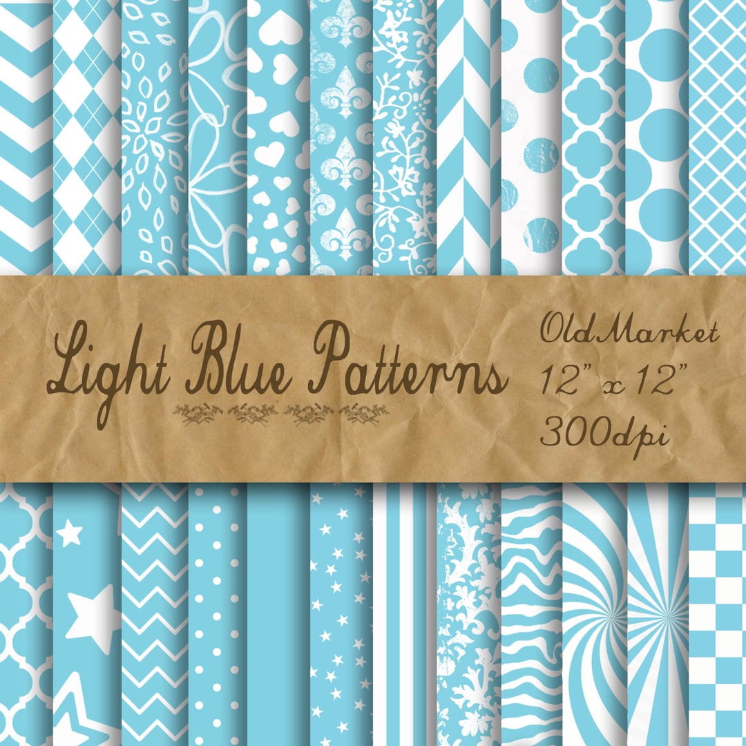 Light Blue Patterns Digital Paper - Blue Patterned Backgrounds - 24 ...
