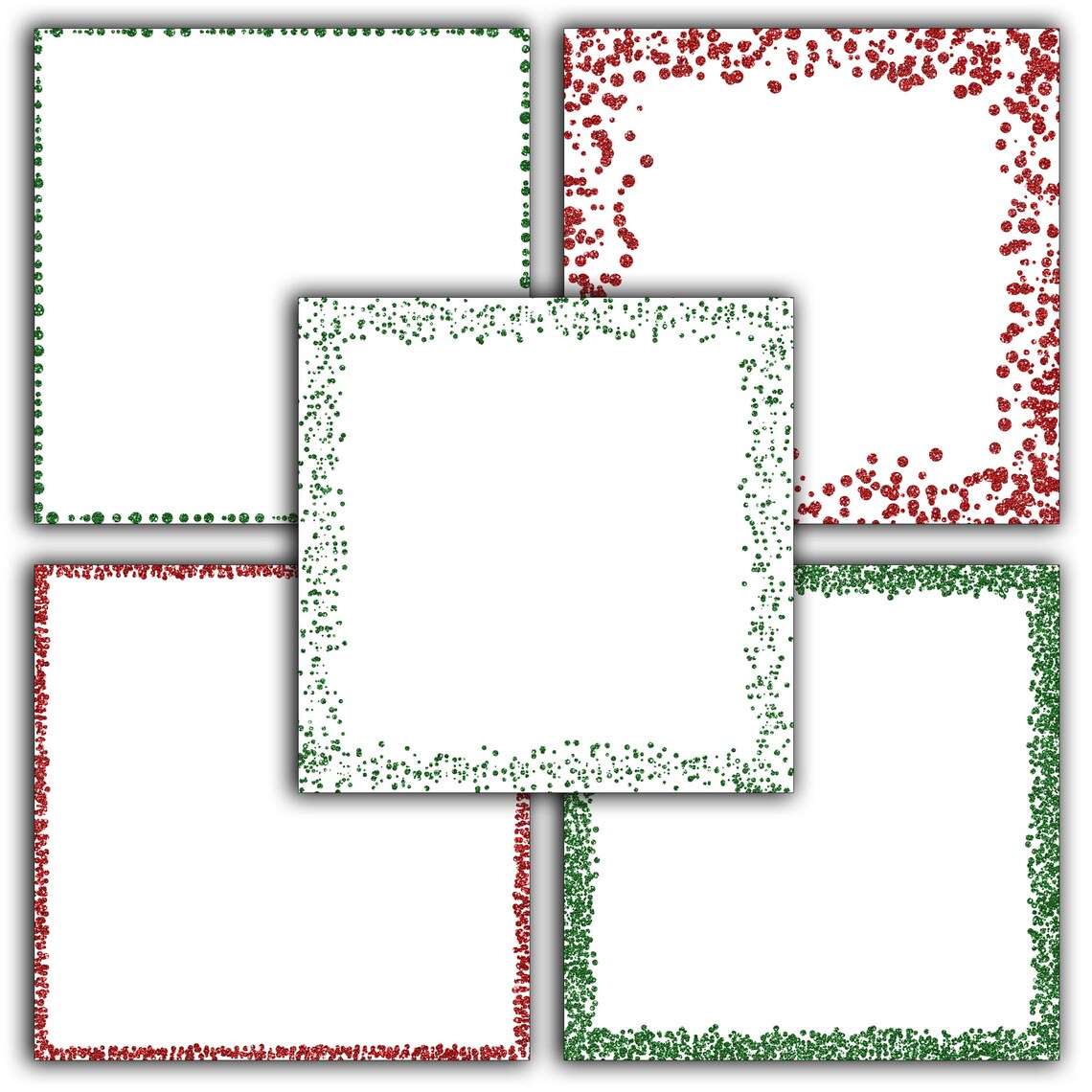 Christmas Glitter Borders Digital Paper Red and Green - Etsy