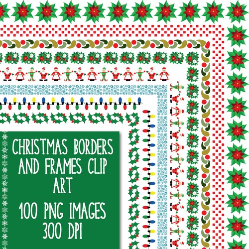 Christmas Borders and Frames Clip Art 100 Digital Christmas - Etsy