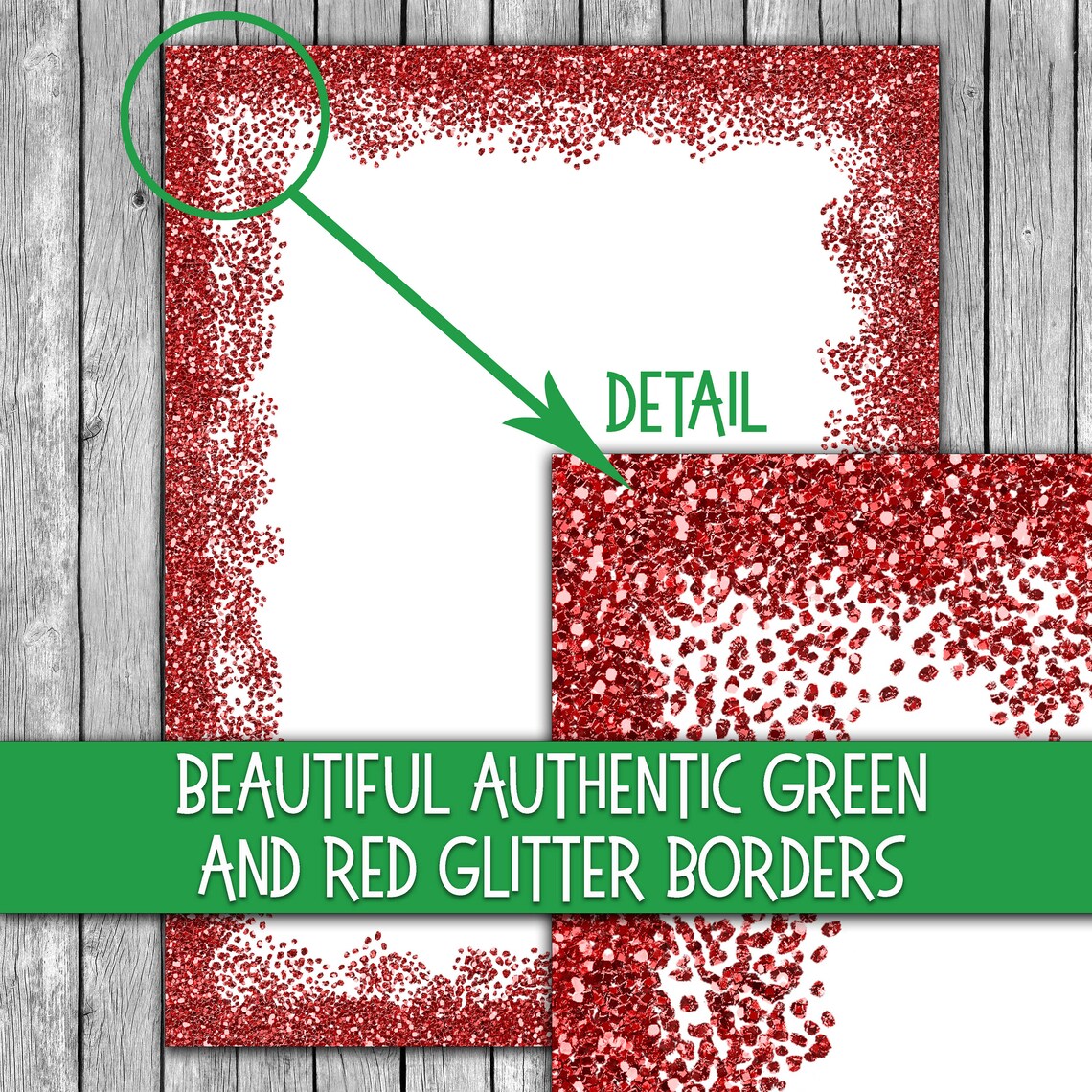 Printable Christmas Stationery - Green and Red Glitter Christmas Letter ...
