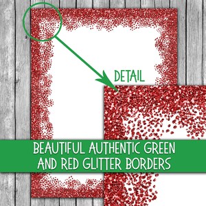 Printable Christmas Stationery - Green and Red Glitter Christmas Letter ...