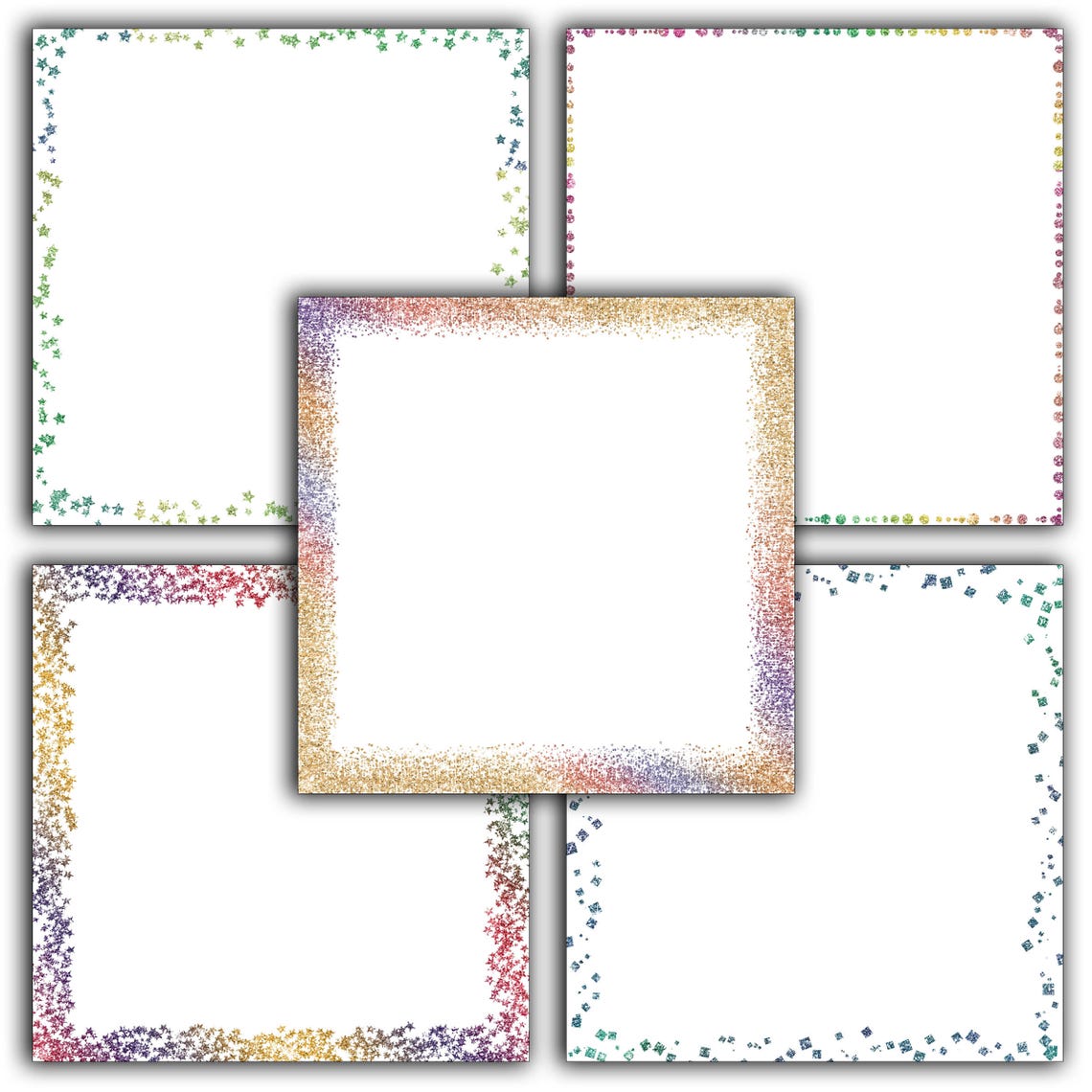 Rainbow Glitter Borders Digital Paper - Glitter Textures - Glitter ...