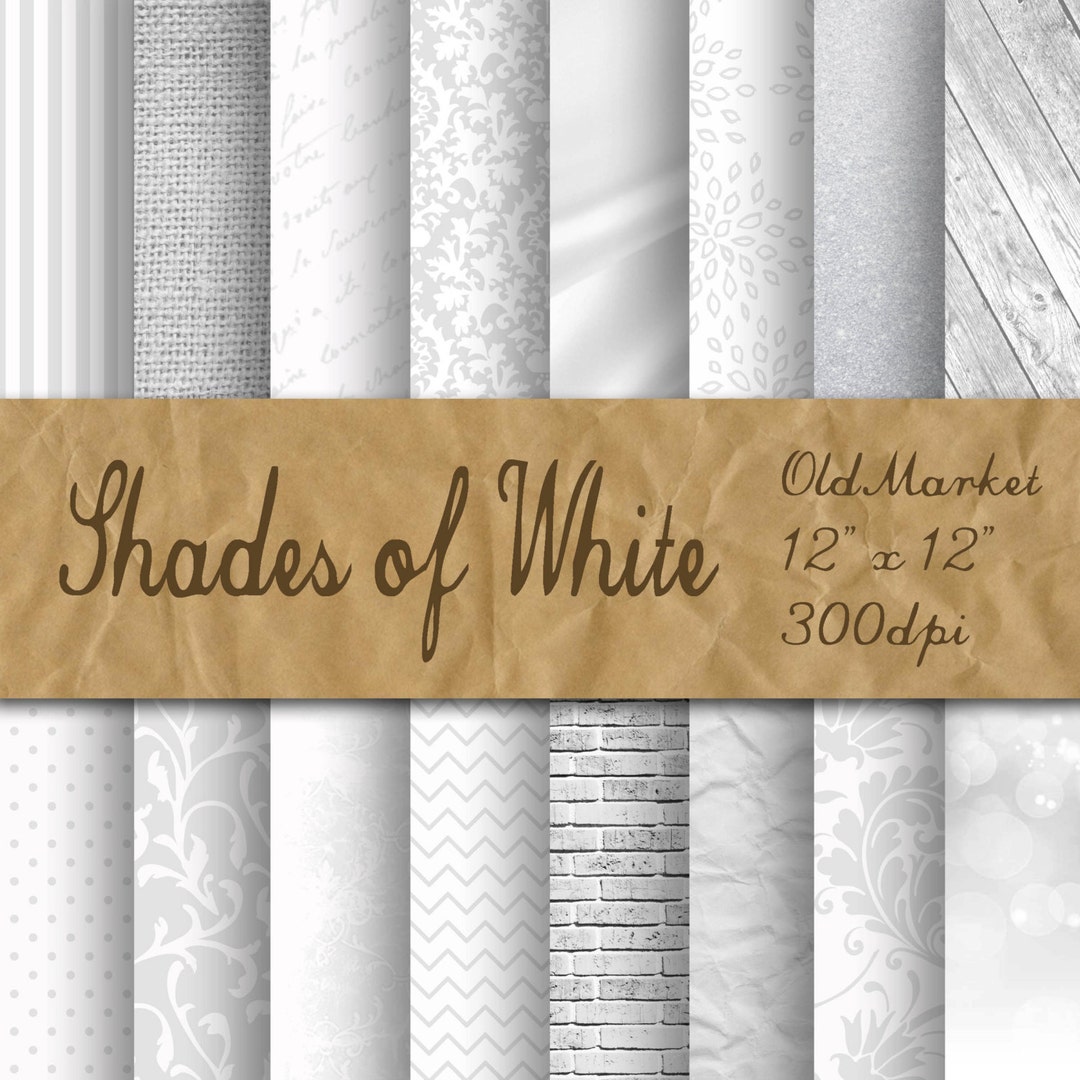 Shades of White Digital Paper - Wedding Backgrounds - White Wedding Textures - 16 Designs - 12in ...