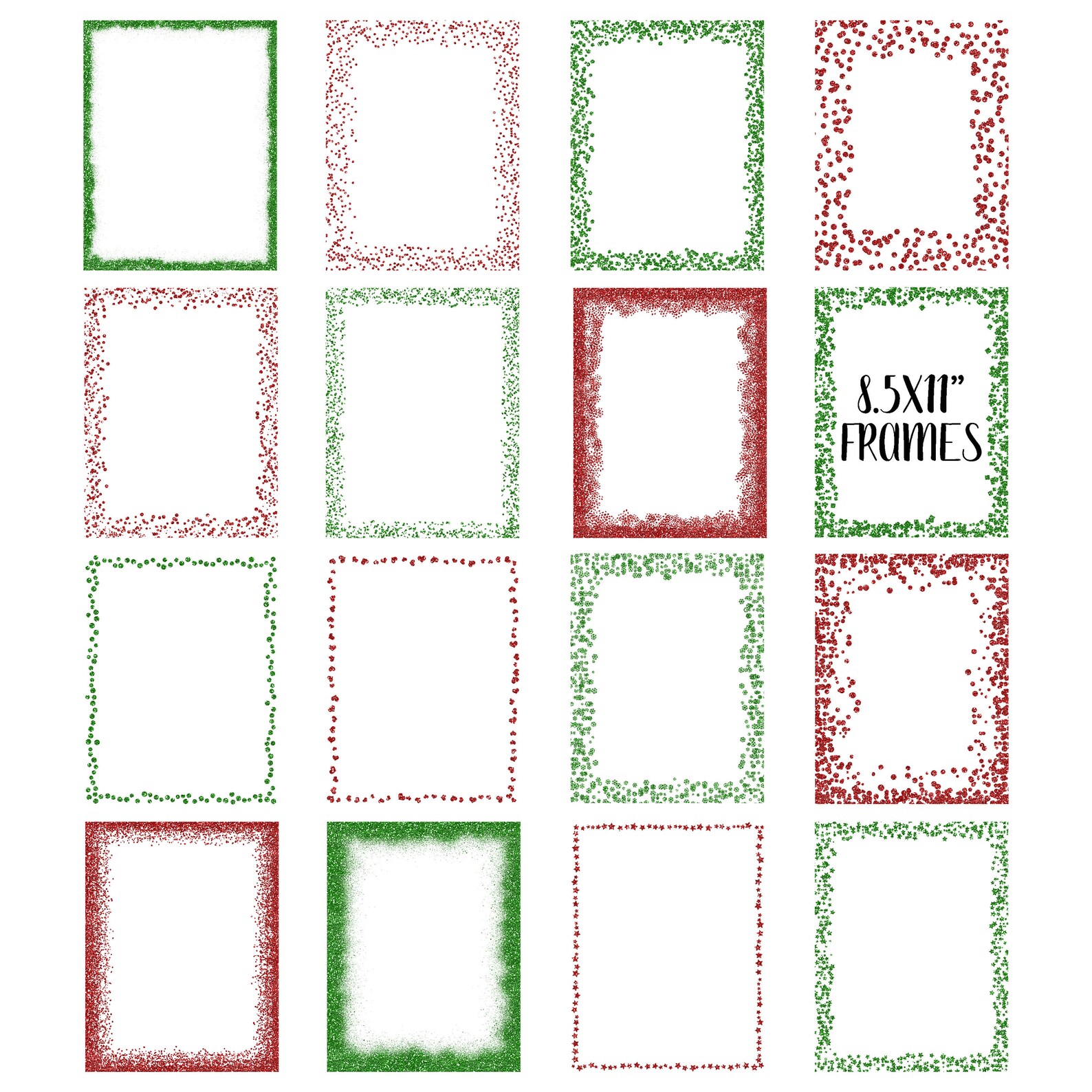 Christmas Glitter Frames and Borders PNG Overlay Clipart Bundle ...