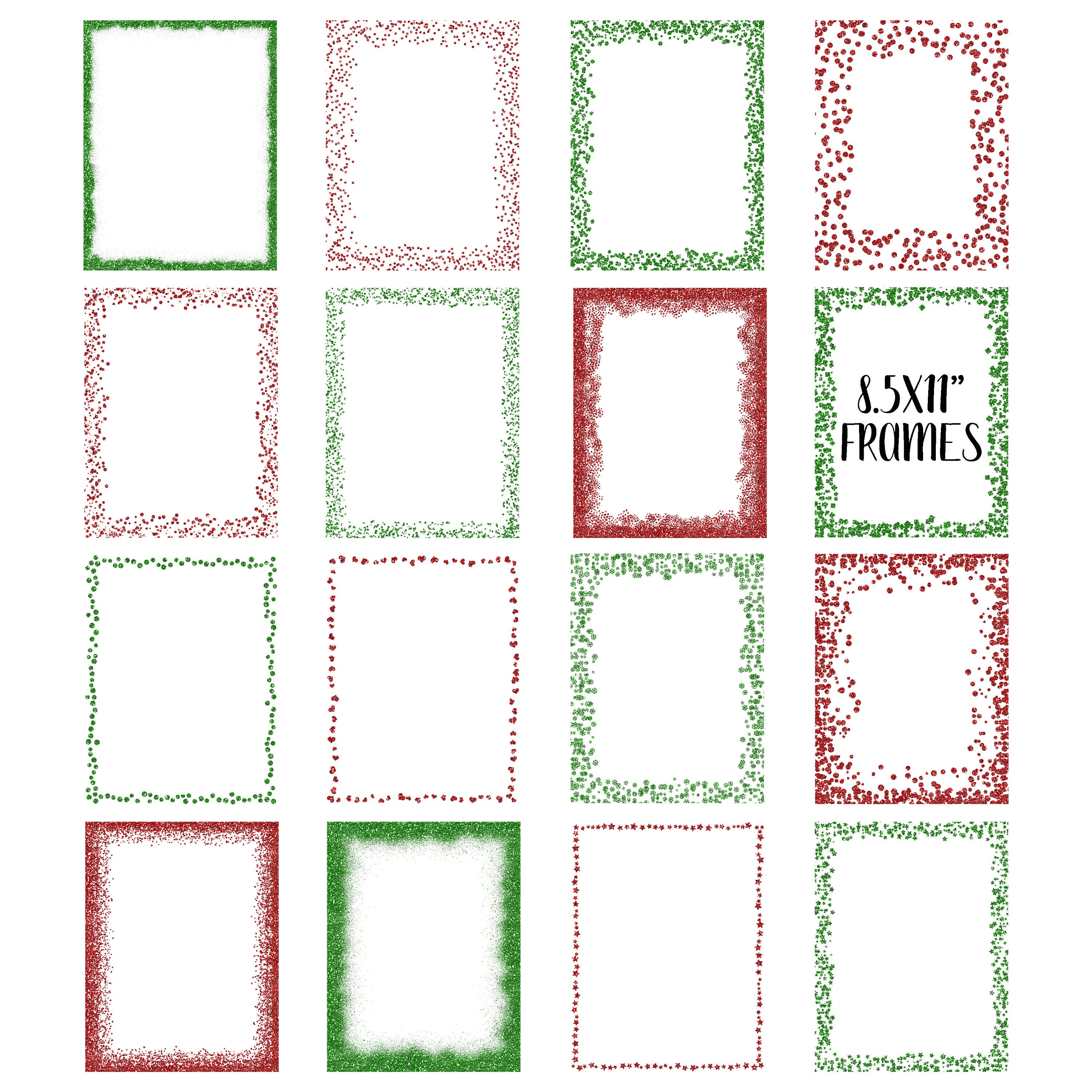 Christmas Glitter Frames and Borders PNG Overlay Clipart Bundle ...
