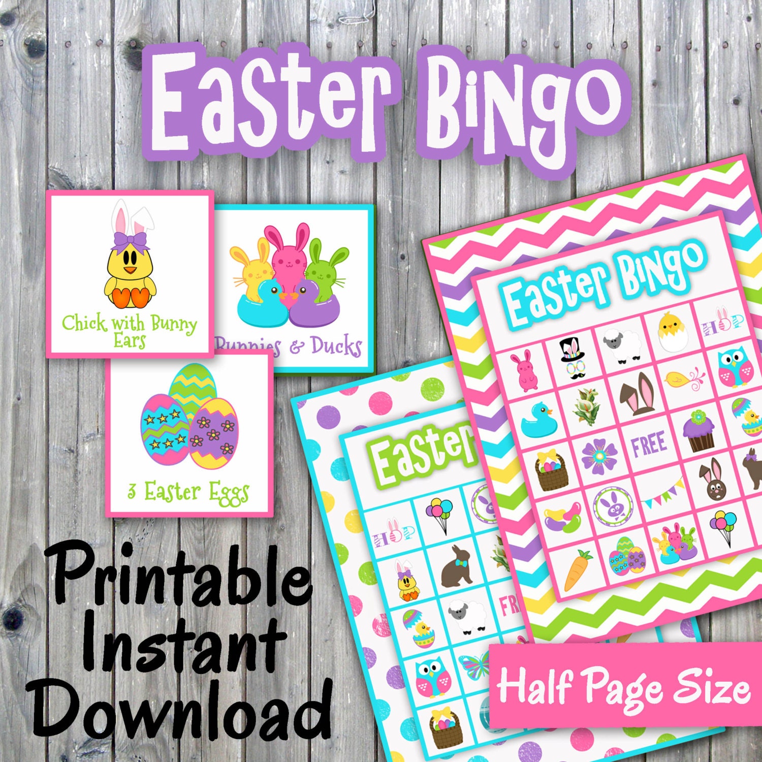 Easter Bingo Printable PDF 30 Different Cards Half Page - Etsy
