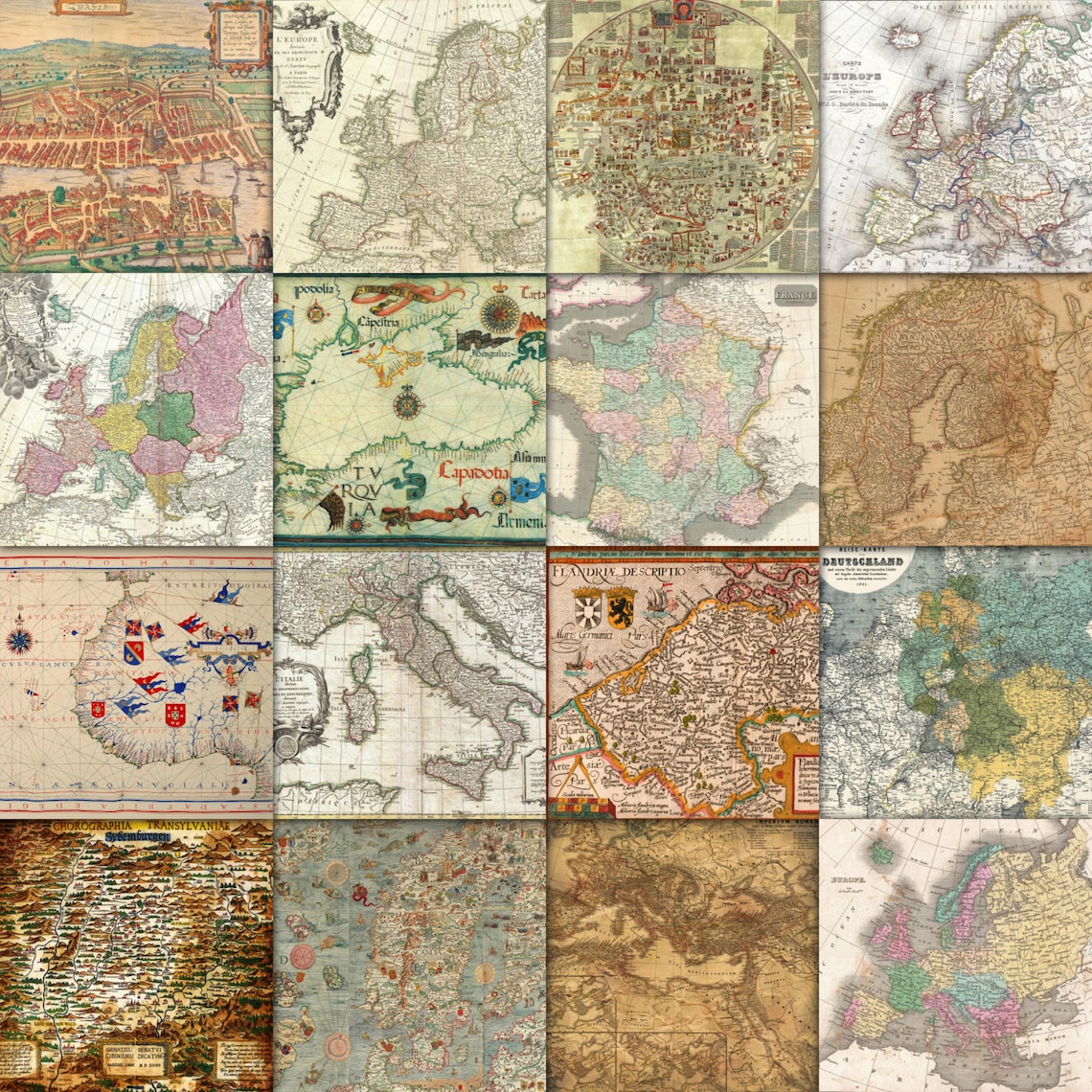 Vintage Maps of Europe Digital Papers Digital Paper Pack - Etsy