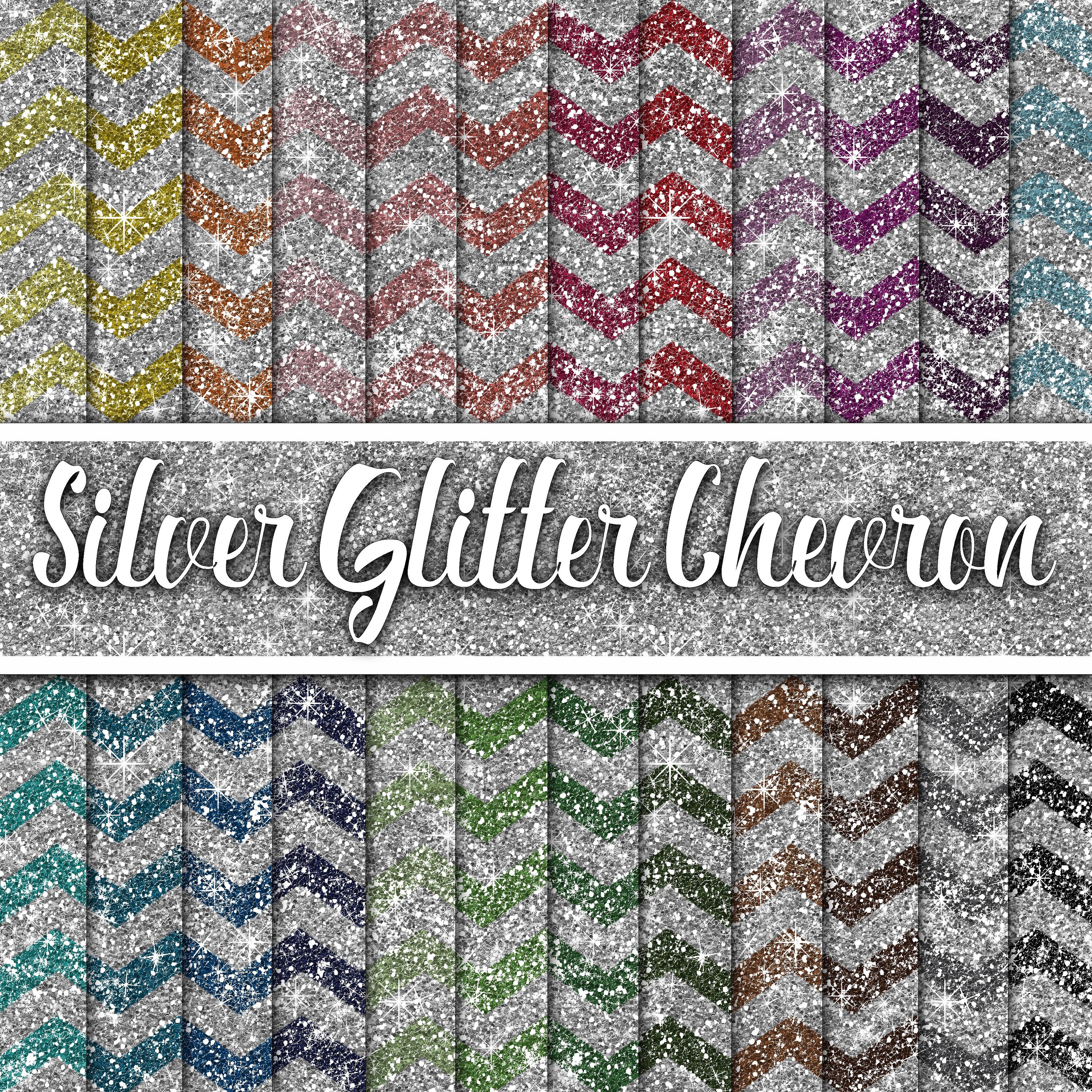 Silver Glitter Chevron