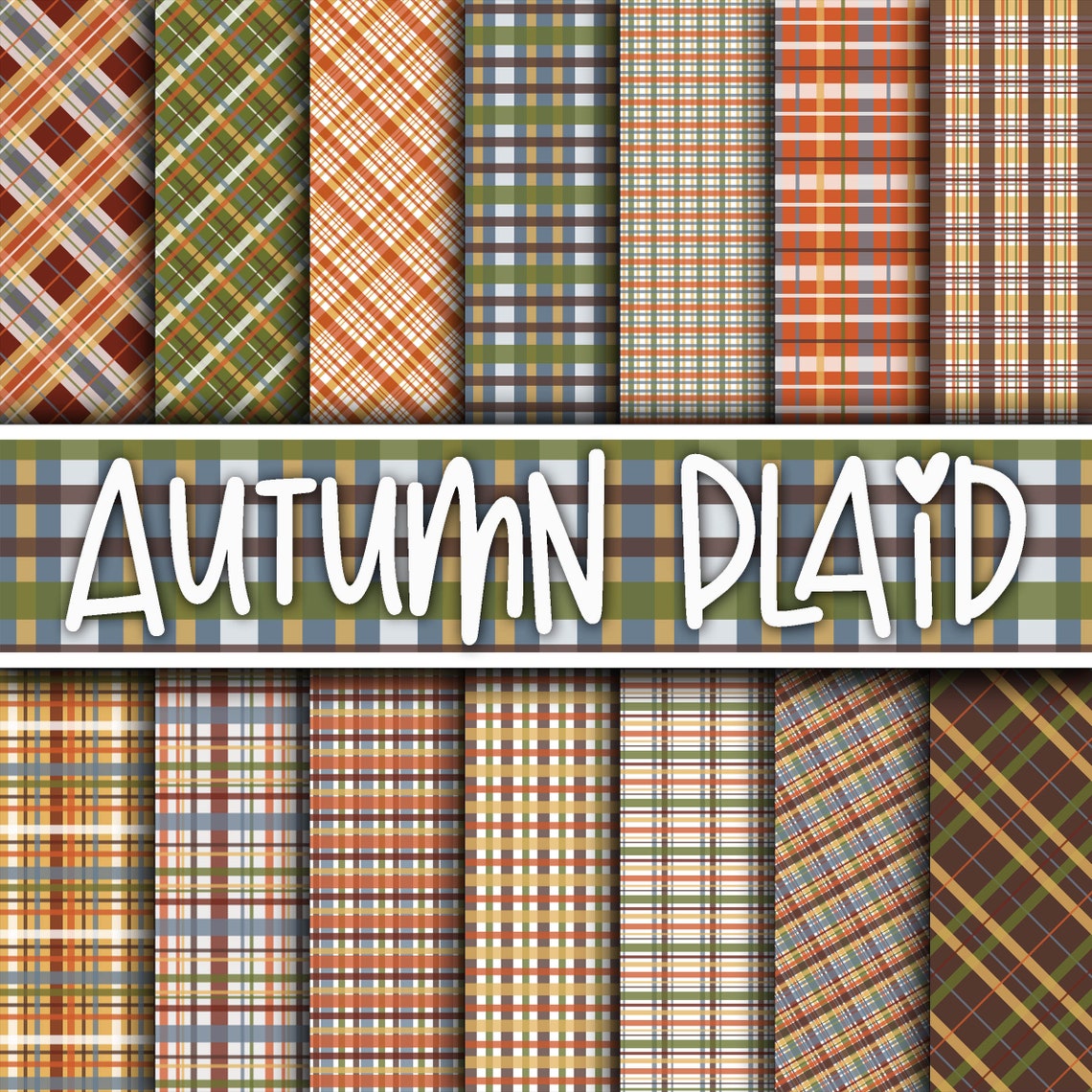 Plaid Autumn Digital Paper fall Color Backgrounds 14 - Etsy