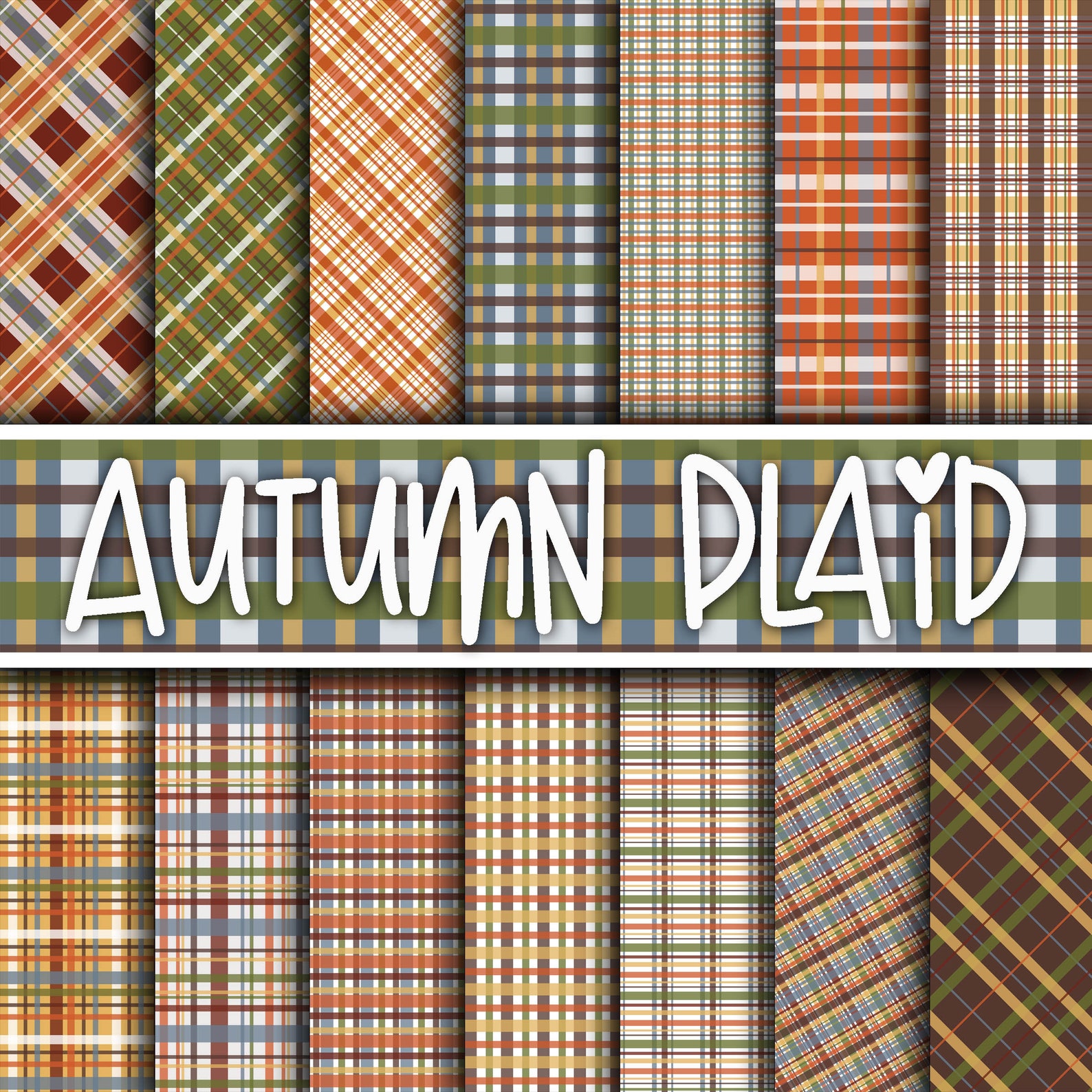 Plaid Autumn Digital Paper fall Color Backgrounds 14 - Etsy