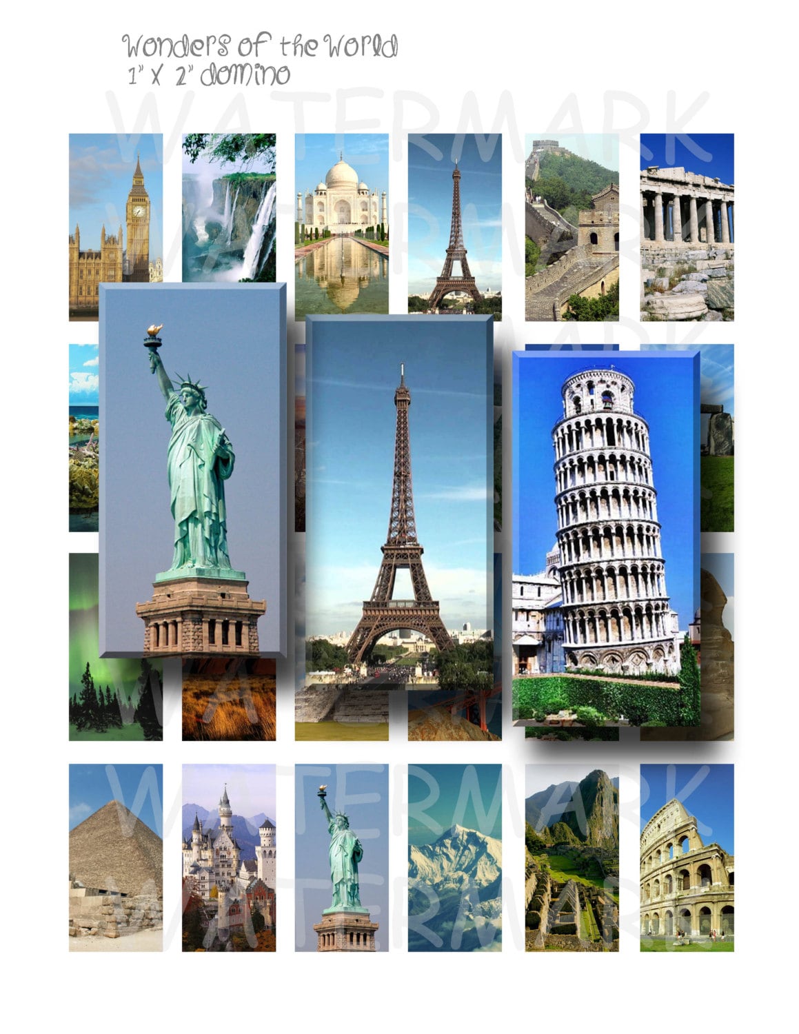 Wonders of the World Digital Collage Sheet 1 X 2 Inch | Etsy