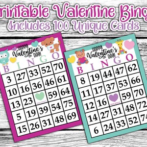 Valentine Bingo Printable PDF - 100 Different Cards - FULL PAGE - Party ...