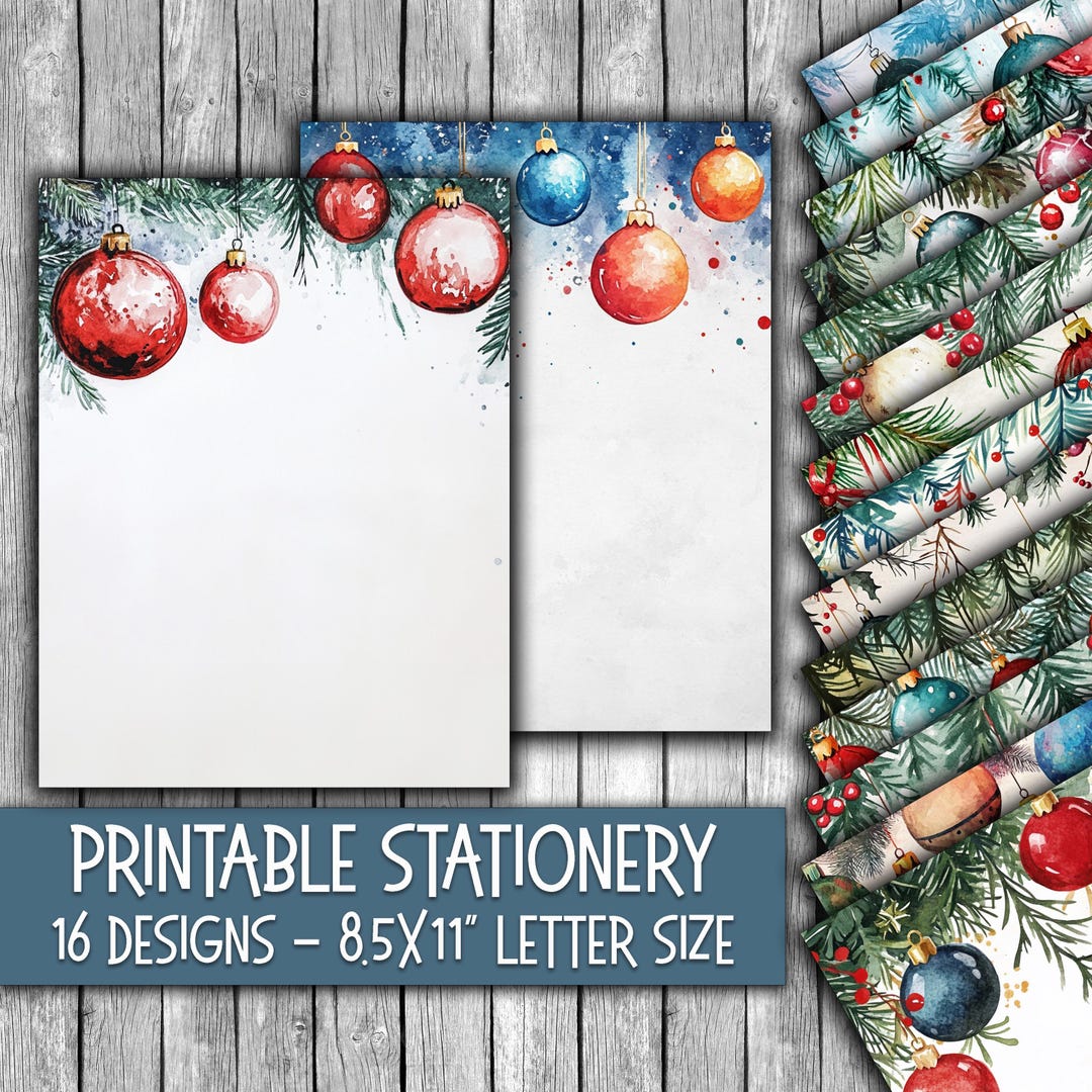 Printable Christmas Ornaments Stationery - Christmas Letter Paper ...