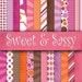 Sweet and Sassy Digital Paper Pack Pink Brown and Orange - Etsy