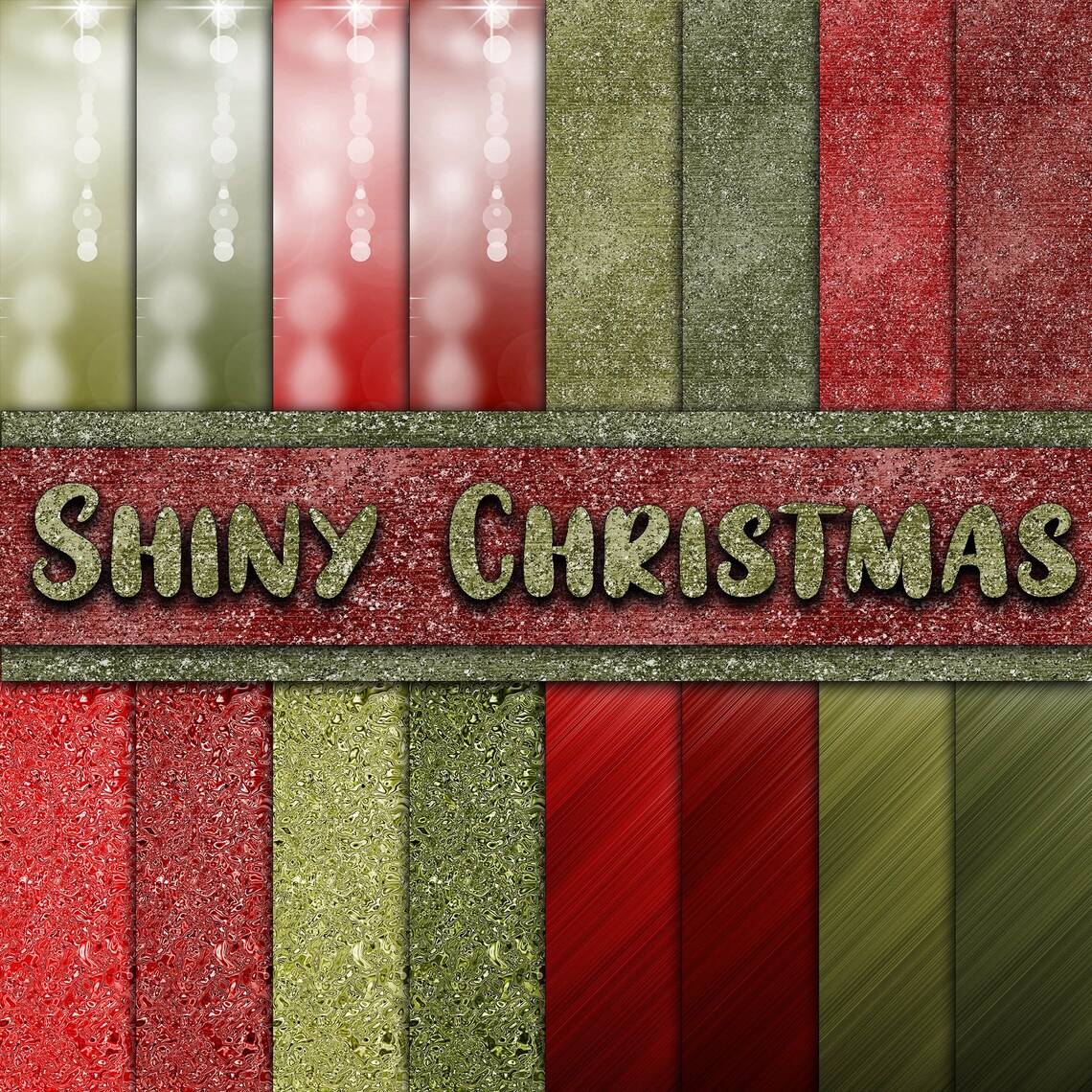 Shiny Christmas Digital Paper Red and Green Glitter - Etsy