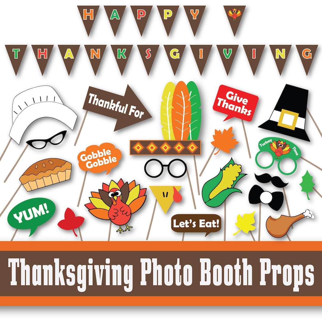 Thanksgiving Photo Booth Props and Decorations - Printable Props and ...