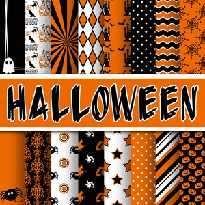 Halloween Digital Paper - Orange and Black Halloween Backgrounds - 16 ...