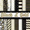 16 Distressed Metallic Gold Foil and Black Digital Papers 12" 300 Dpi ...
