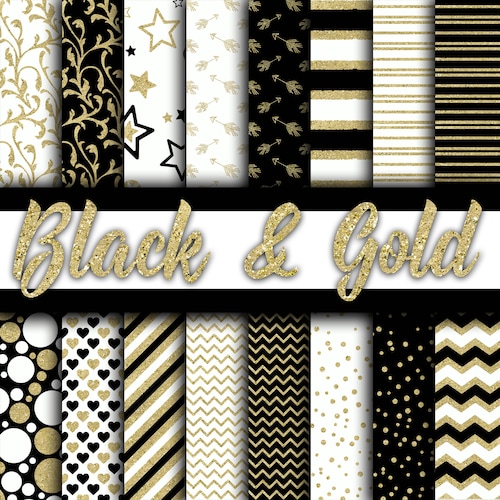 Black and Gold Digital Paper Black and Gold Glitter Textures - Etsy