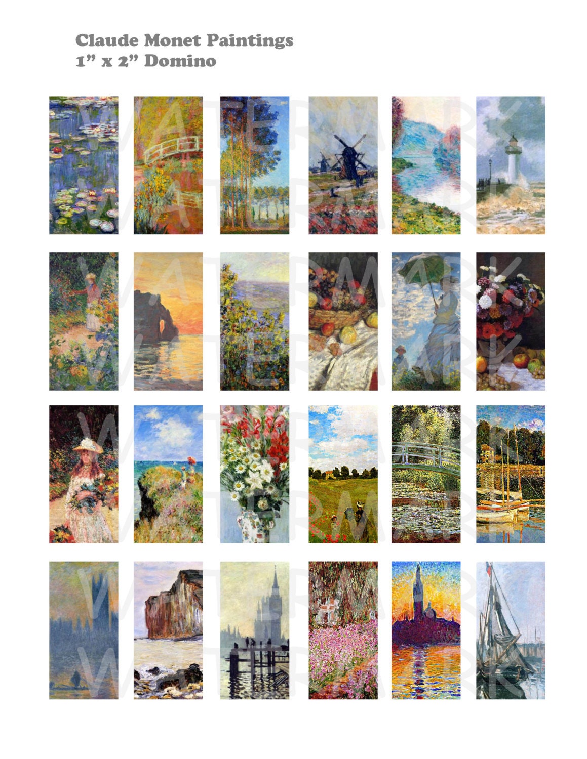 Claude Monet Paintings Digital Collage Sheet 1 X 2 Inch - Etsy