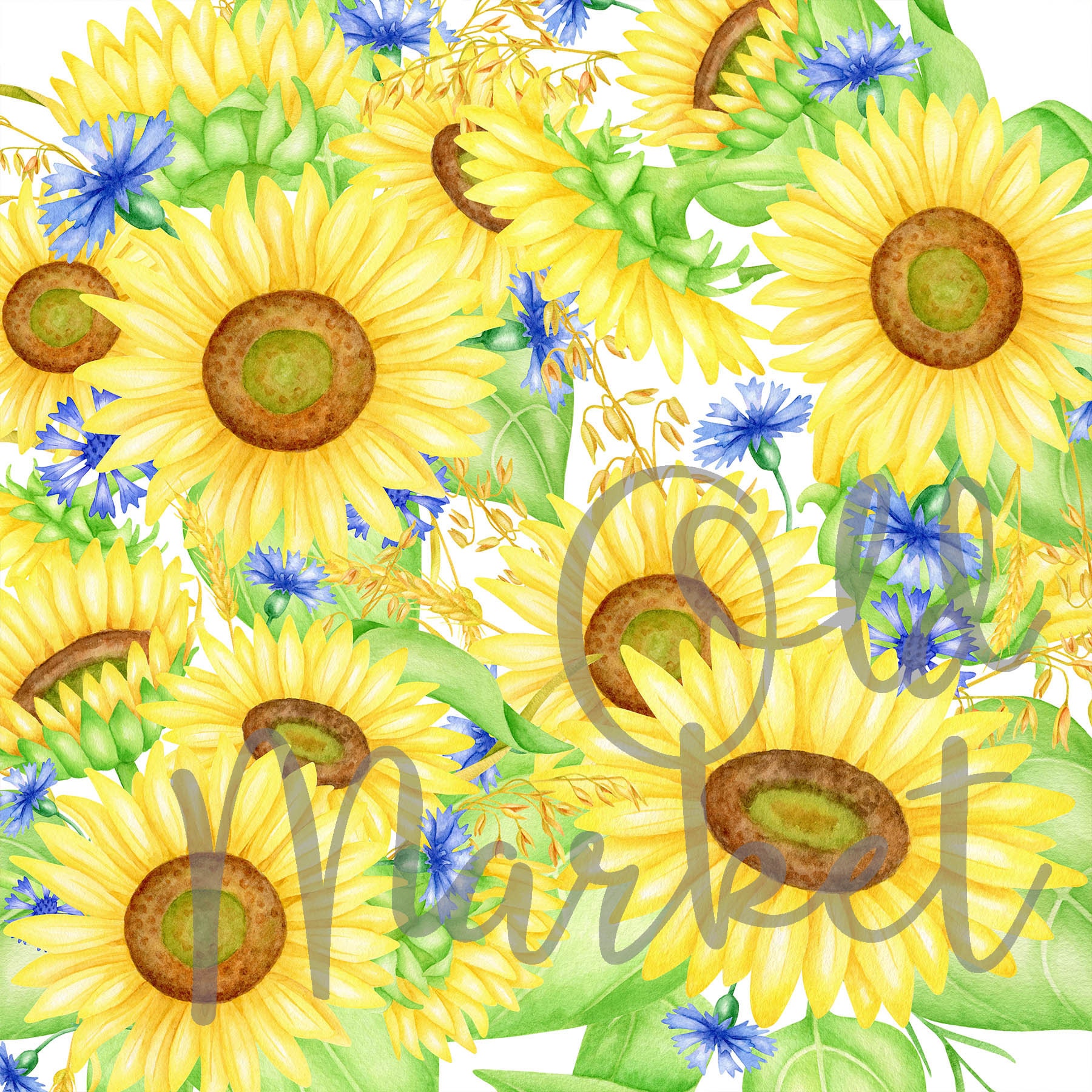 Summer Floral Medley Digital Paper - Watercolor Flower Backgrounds - 12 ...