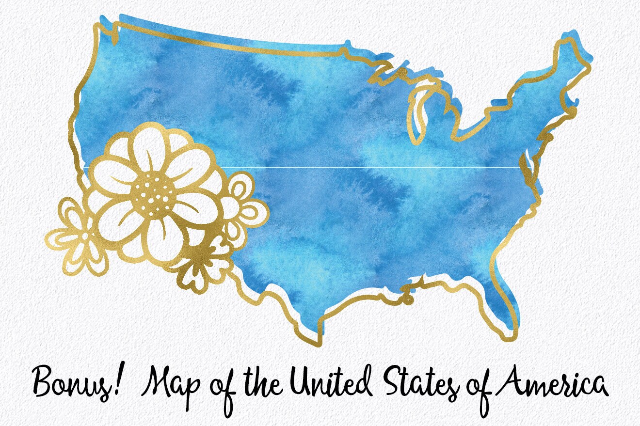 50 States Watercolor Clip Art Bundle States Watercolor | Etsy