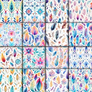 Watercolor Boho SEAMLESS Patterns - Boho Digital Paper - 16 Designs ...